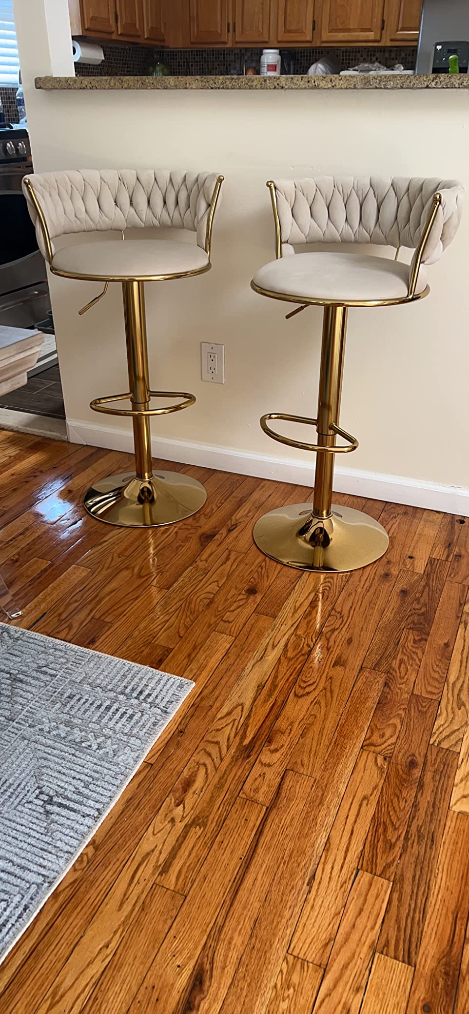 $19/mo - Finance KINFFICT Velvet Swivel Bar Stool, Adjustable Counter ...