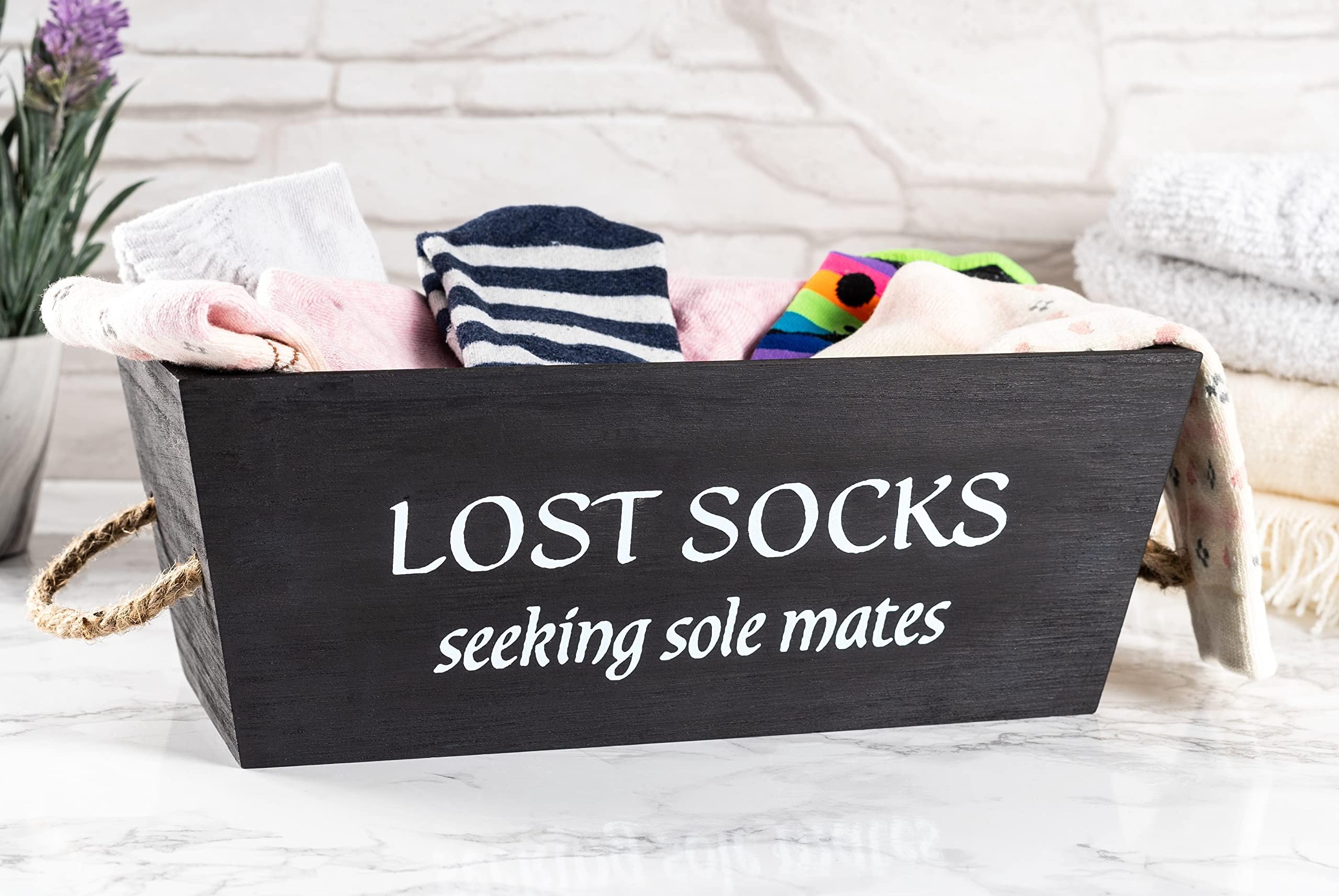 Amazon.com: UpTrend Design Lost Socks Basket for Laundry Room Farmhouse ...