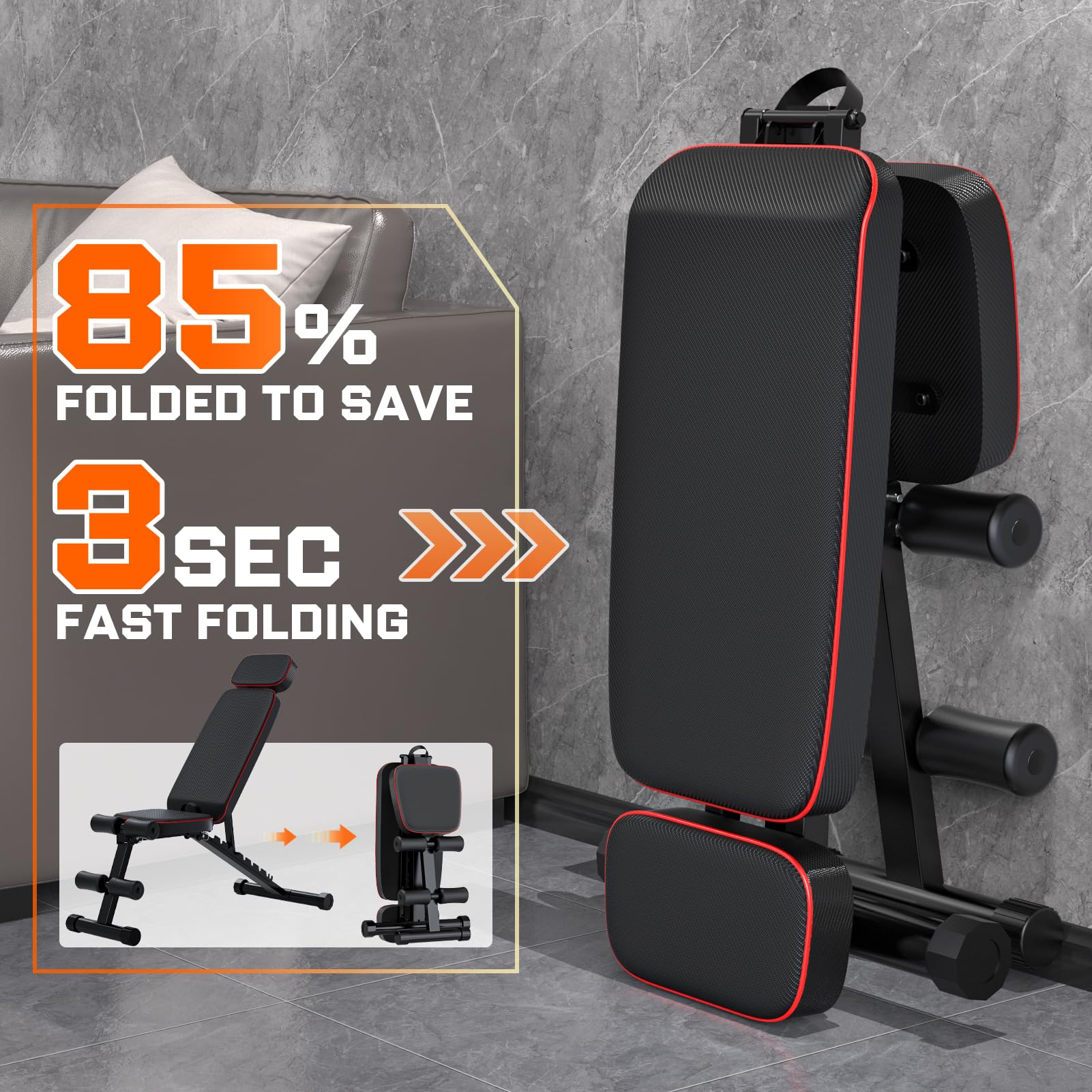 Snapklik.com : Foldable Weight Bench Press, Adjustable Workout Bench ...