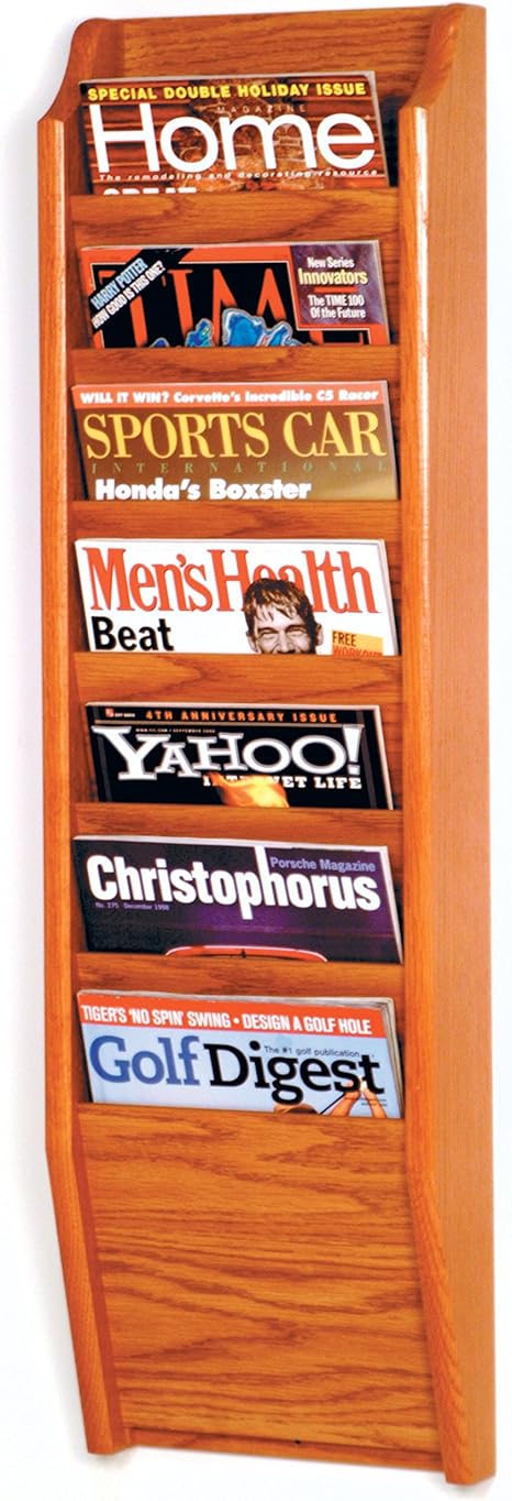 Amazon.com: Wooden Mallet 7-Pocket Cascade Magazine Rack, Medium Oak ...