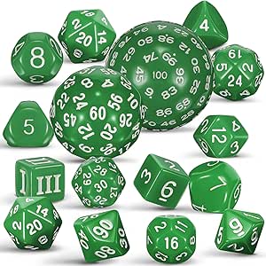 Amazon.com: Civaner 15 Pcs Complete Polyhedral Dice Set D3-D100 ...