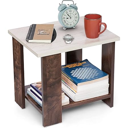 ABOUT SPACE Wooden Side Table - Night Stand & End Table Organiser - DIY ...