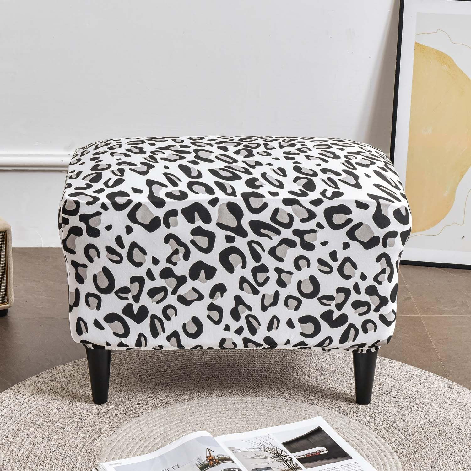 Amazon.com: ZEaink Stretch Ottoman Slipcover Rectangle Foot Stool Cover ...