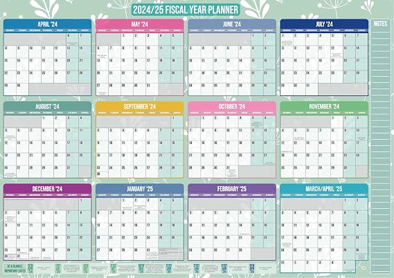 2024/25 April-April Fiscal Year Wall Planner - A1 Size (84.1cm x 59.4cm ...