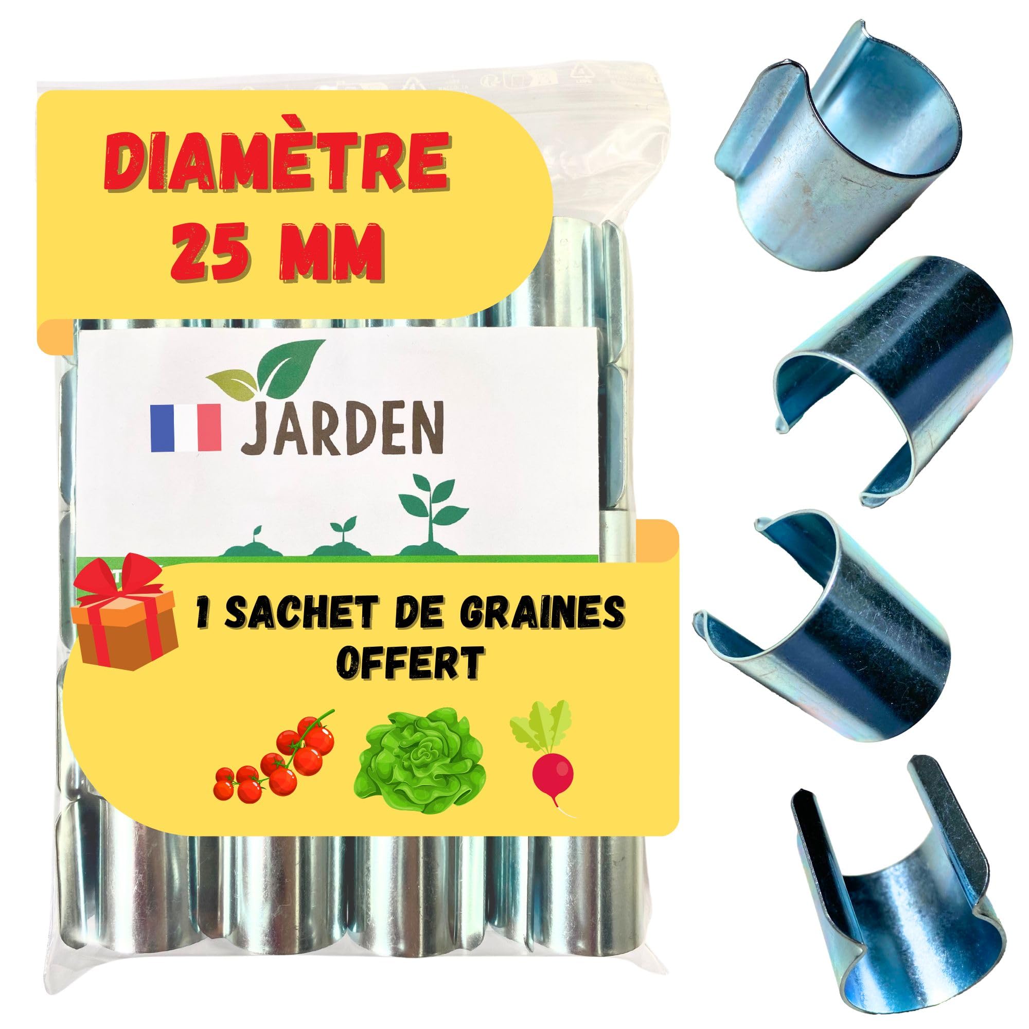 JARDEN© Lot 40 Clips Diamètre 25mm pour Serre de Jardin - Fixation ...