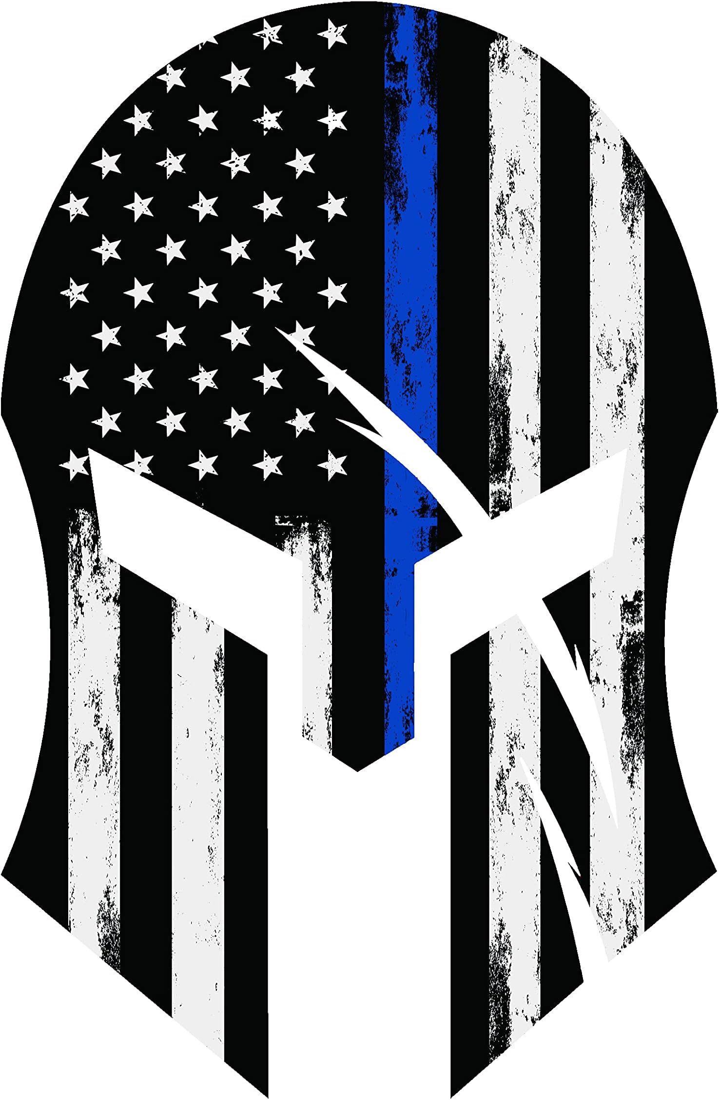 Amazon.com - Skull Thin Blue Line Stickers Tattered Subdued US American ...