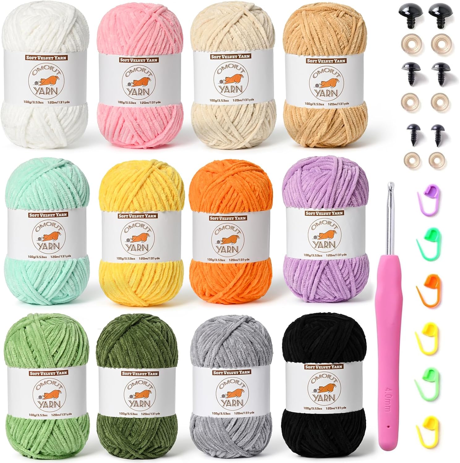 Amazon.com: 12 Skeins Fluffy Chenille Yarn for Crocheting, Soft Bulky ...
