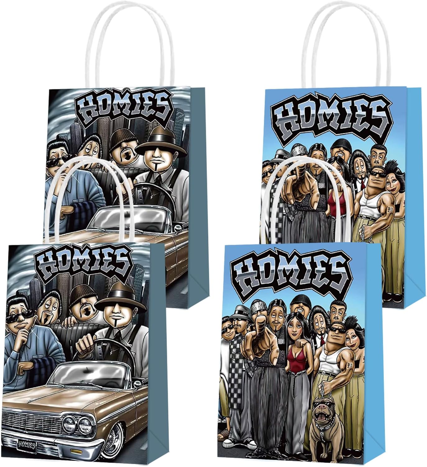 Amazon.com: RAHYMA 16 Pcs Homies Theme Party Paper Gift Bags, 2 Styles ...