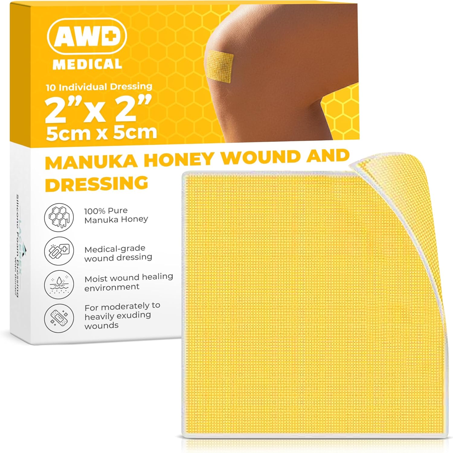 AWD Manuka Honey Gauze Dressing - 100% Impregnated Medical Grade Honey ...