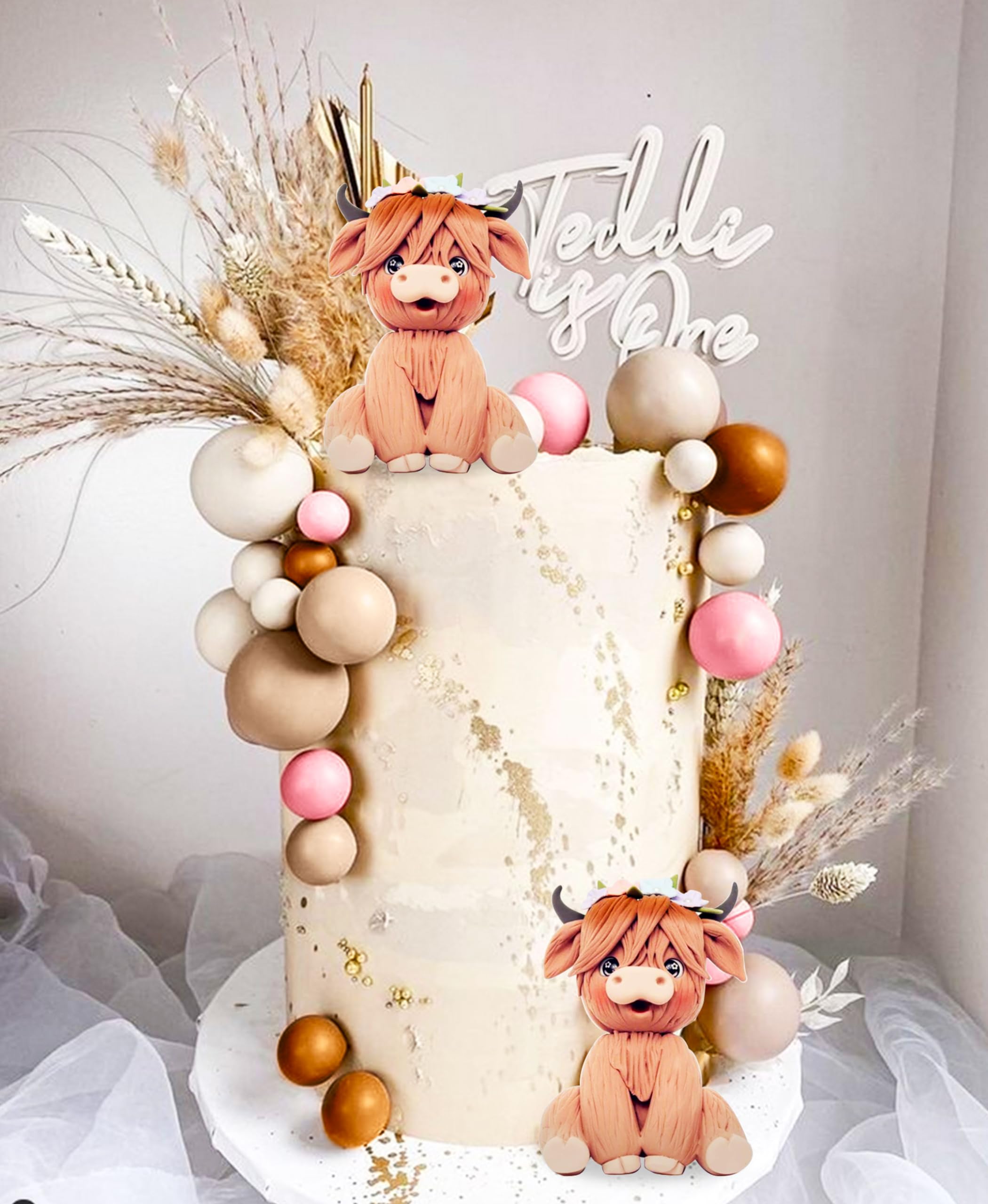 Snapklik.com : Girls Highland Cow Cake Decorations Cake Topper Highland ...