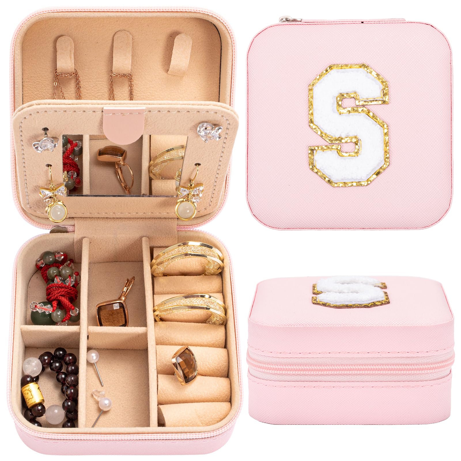 Travel Jewelry Box, Small Travel Jewelry Case with Mirror, Portable ...