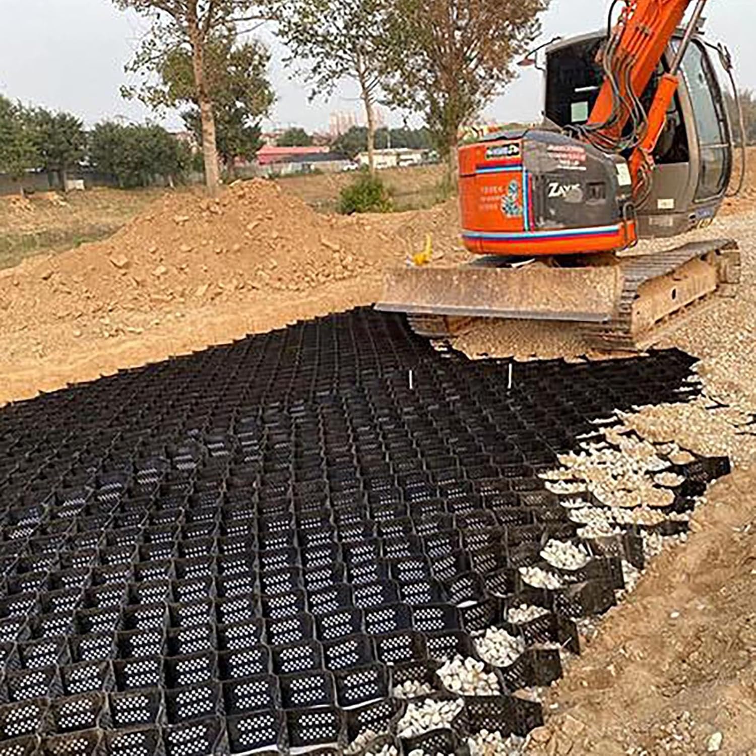 Cellular Pavement Base Support Grid Pad, Large Area Pea Gravel Ground ...