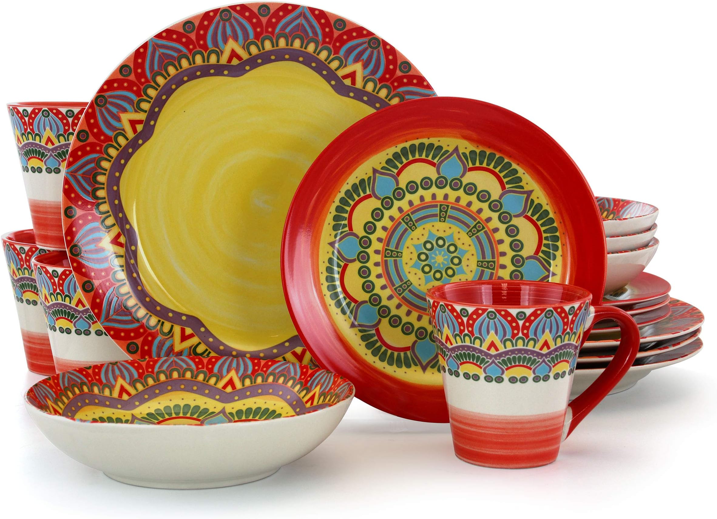 Amazon.com | 12 Piece Talavera Dinnerware Set | Handmade Mexican ...