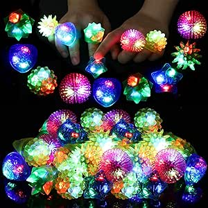 Amazon.com: Holybo 100 Pack LED Finger Lights, Flashing Light Up Rings ...