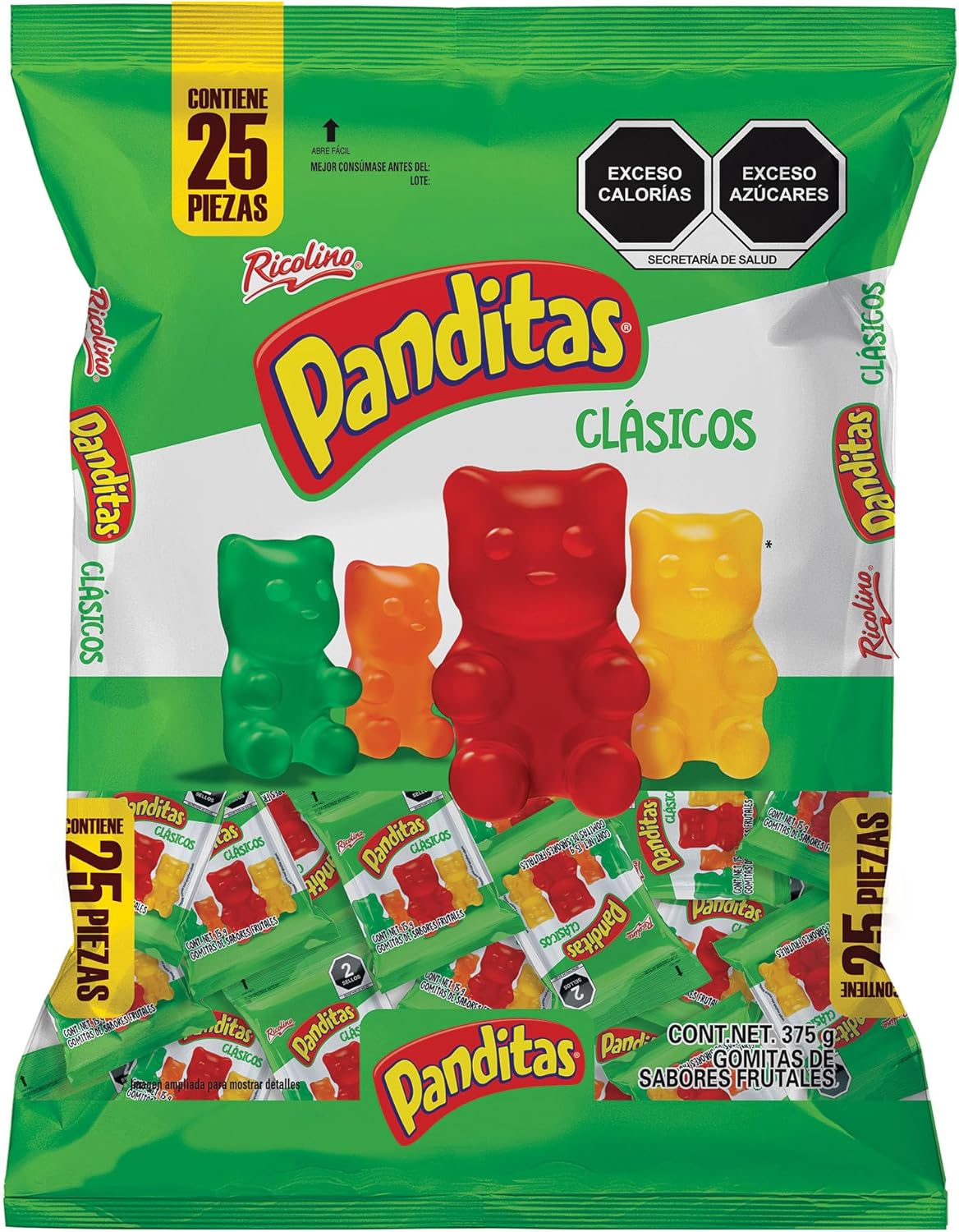 Mini Panditas, Gomitas de sabores frutales. Bolsa de 25 piezas de 15 ...