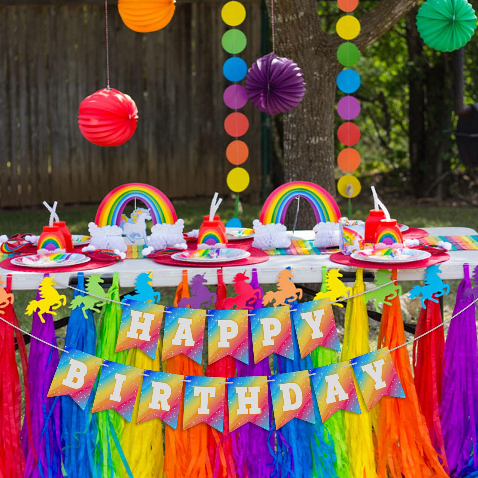 Rainbow Birthday Party Decorating Ideas Rainbow Happy Birthday Banner,