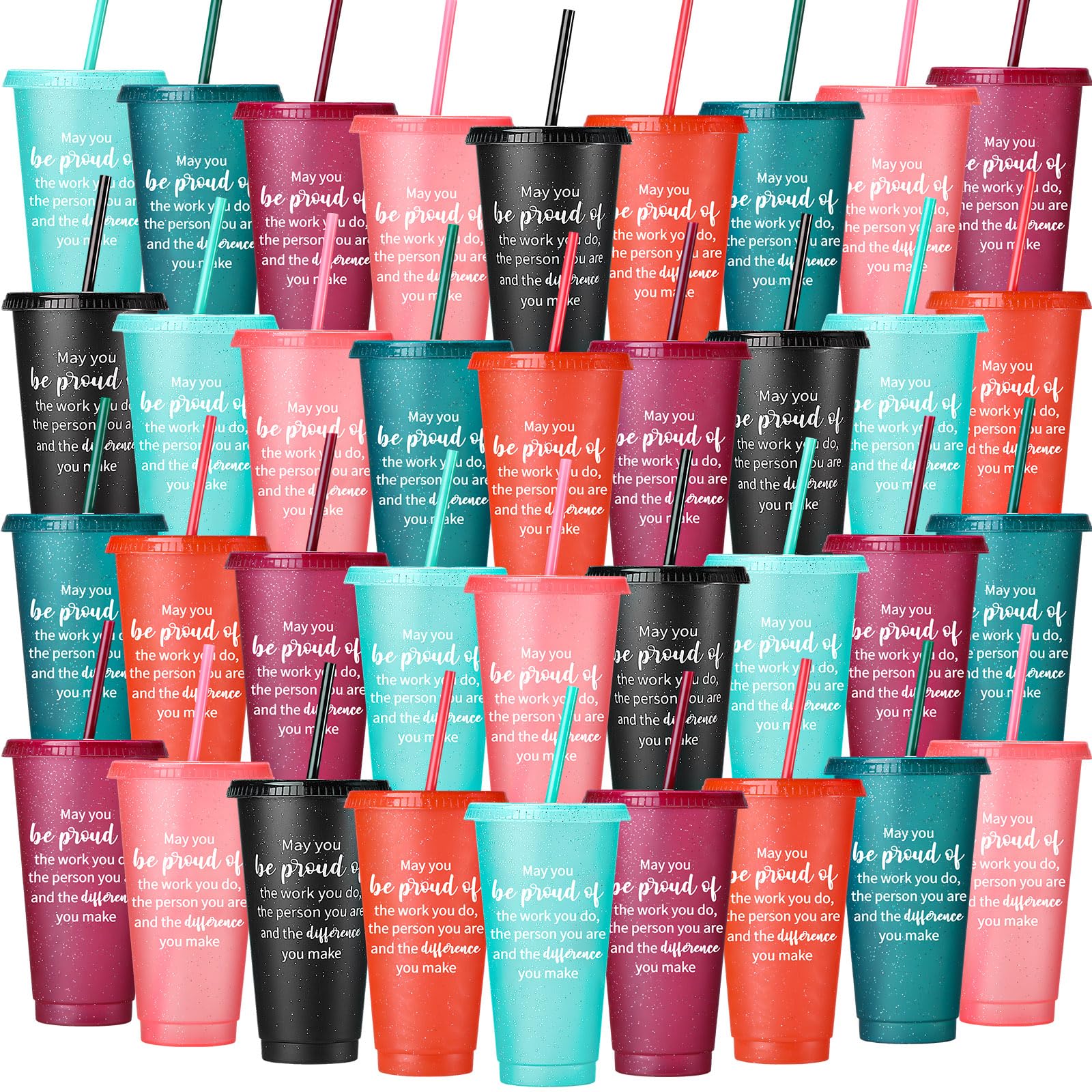 Amazon.com | Dandat 36 Pcs Appreciation Tumblers Gifts Bulk 24 oz ...