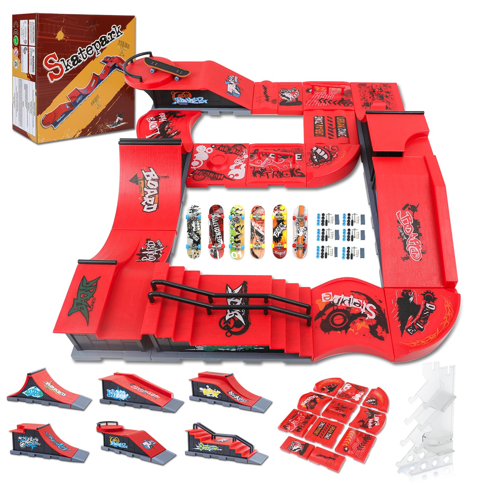 Amazon.com: FAYITING Finger Skateboard Park Ramp Set, 6 in 1 Plus 11 ...