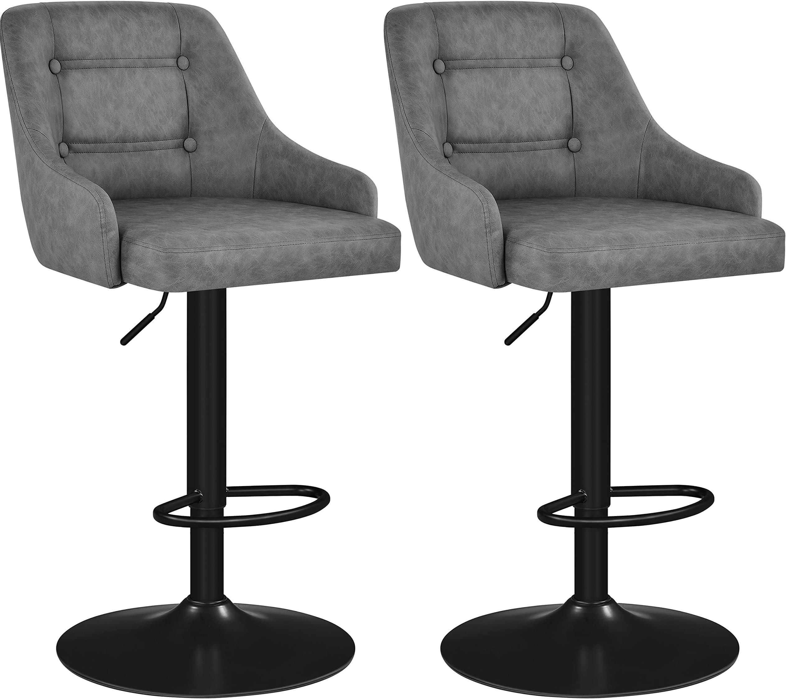 Amazon.com: Yaheetech Bar Stools Set of 2 Height Adjustable Swivel ...