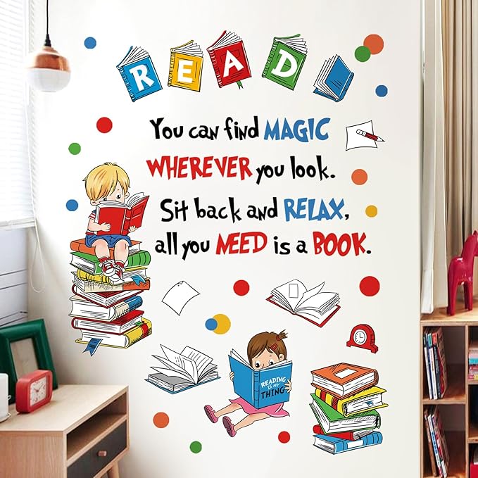 Amazon.com: decalmile Reading Books Wall Decals Inspirational Quotes ...