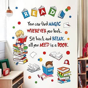 Amazon.com: decalmile Reading Books Wall Decals Inspirational Quotes ...