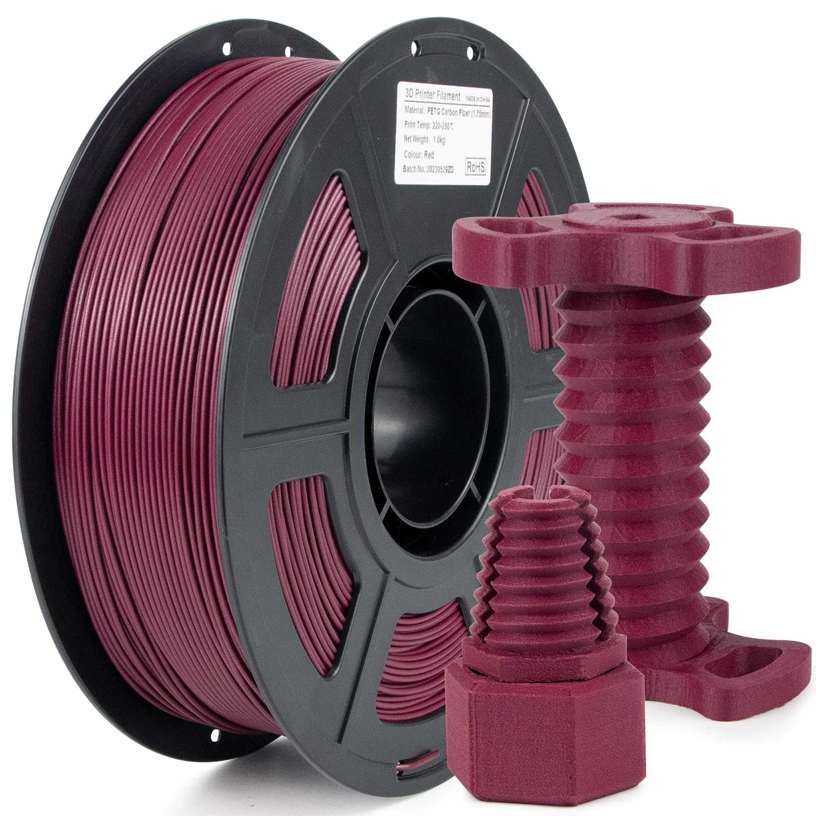 Snapklik.com : PETG Carbon Fiber Filament 1.75mm Red 1kg, Reinforced ...