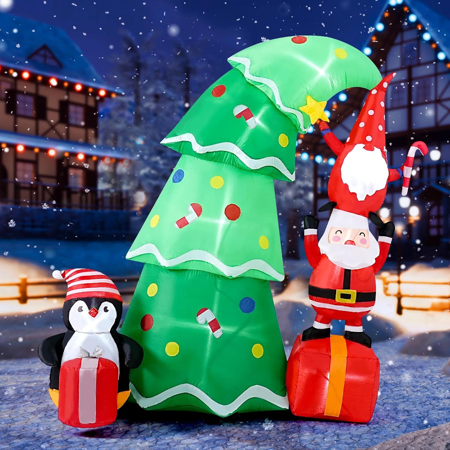 Amazon.com: Kannino 6ft Christmas Inflatable Tree with Penguins ...