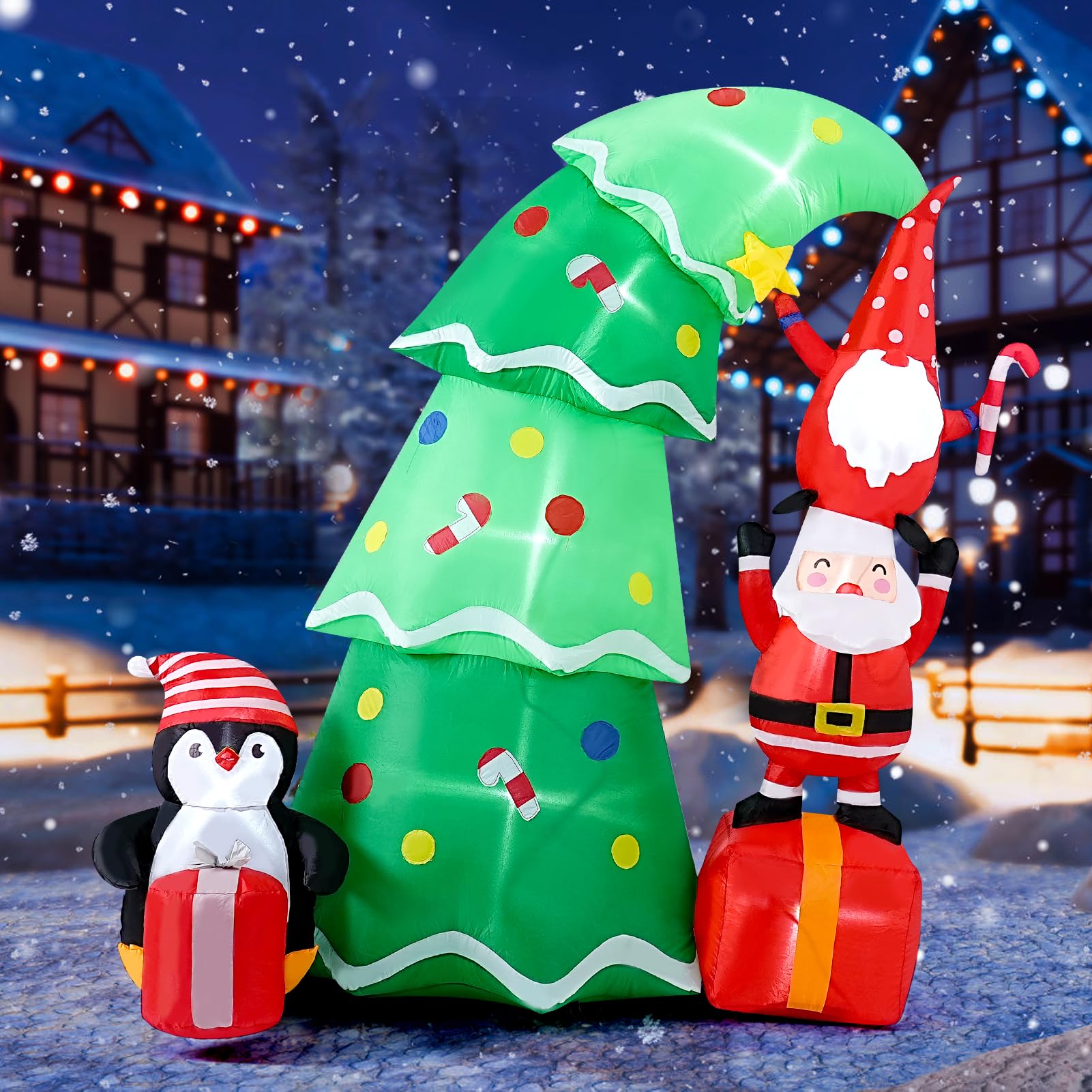 Amazon.com: Kannino 6ft Christmas Inflatable Tree with Penguins ...