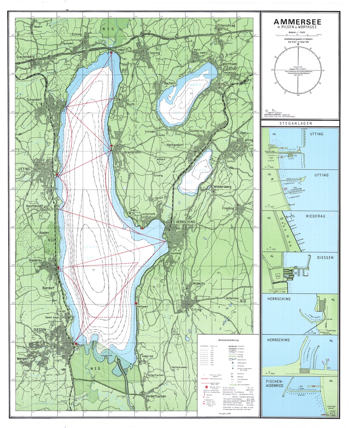 Seekarte Ammersee 1: 25.000 : Franz Kroiss: Amazon.de: Bücher