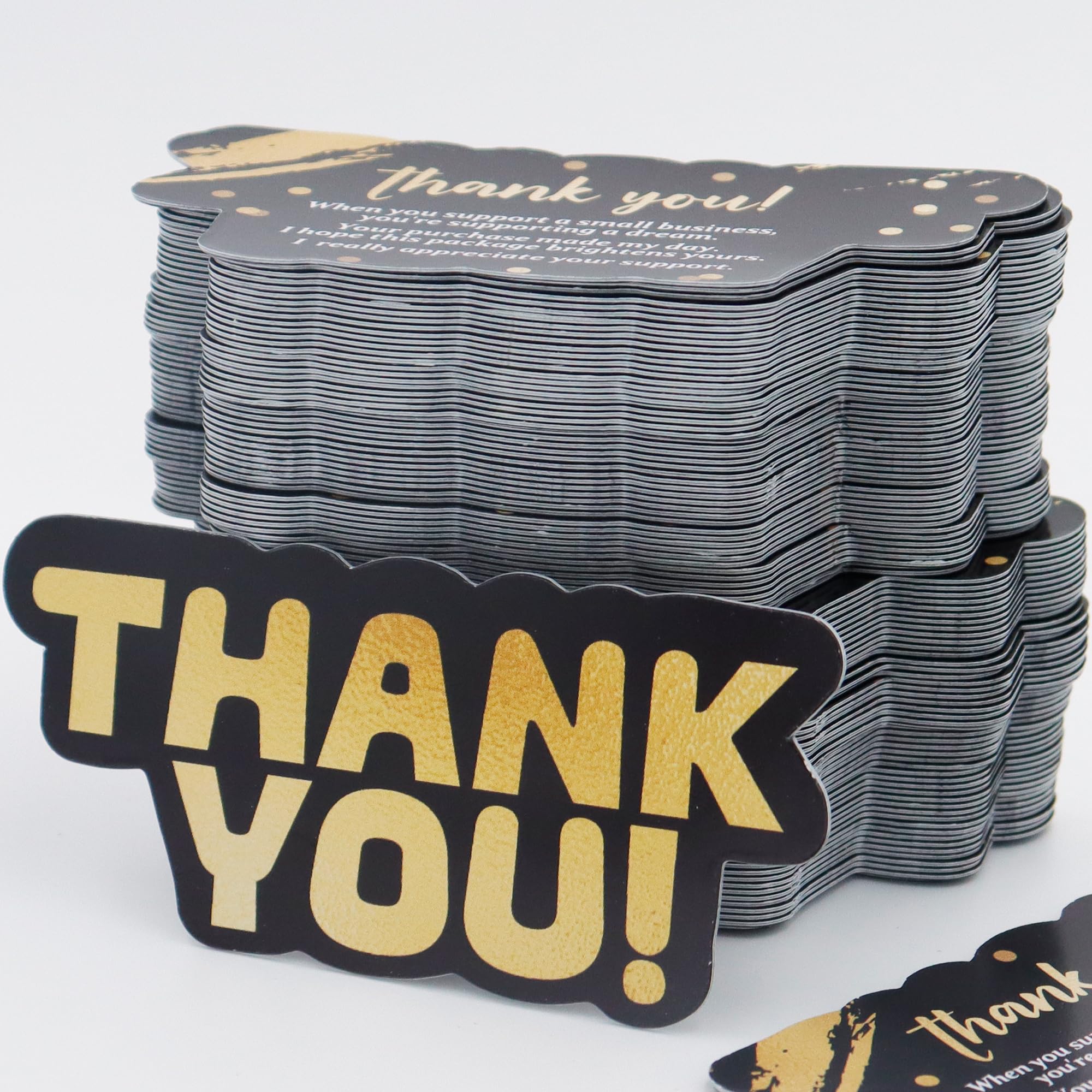 Amazon.com : 200PCS Black Gold Thank You Cards for Small Business, Mini ...