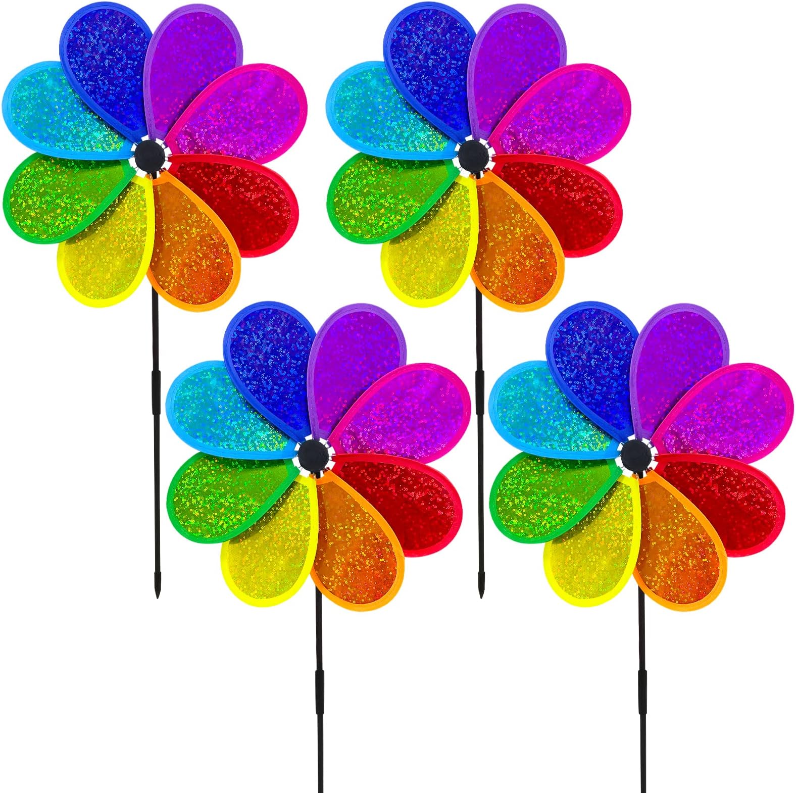 Amazon.com: 10 Pack Reflective Pinwheels for Yard and Garden, Wind ...