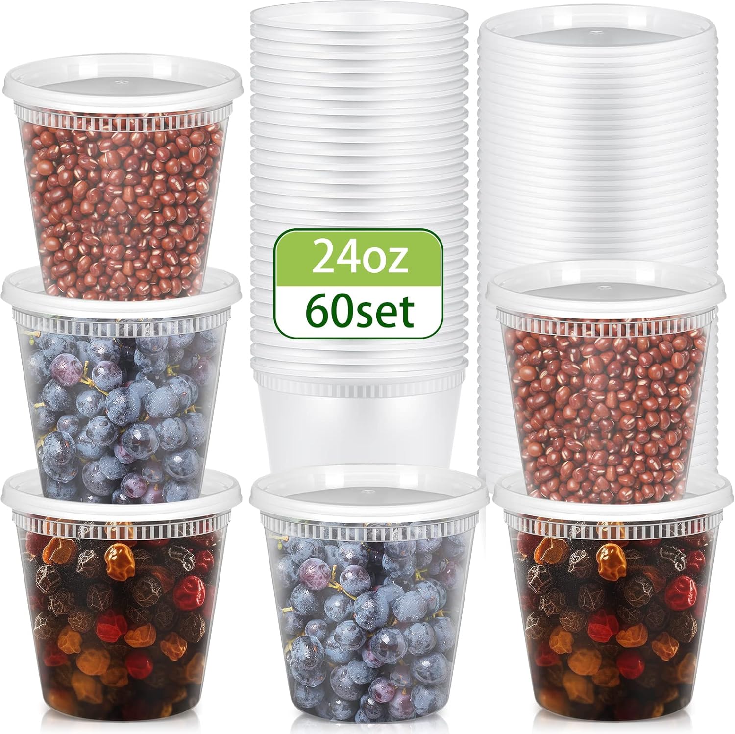 Amazon.com: Skylety 60 Sets 24 oz Plastic Deli Containers with Lids ...