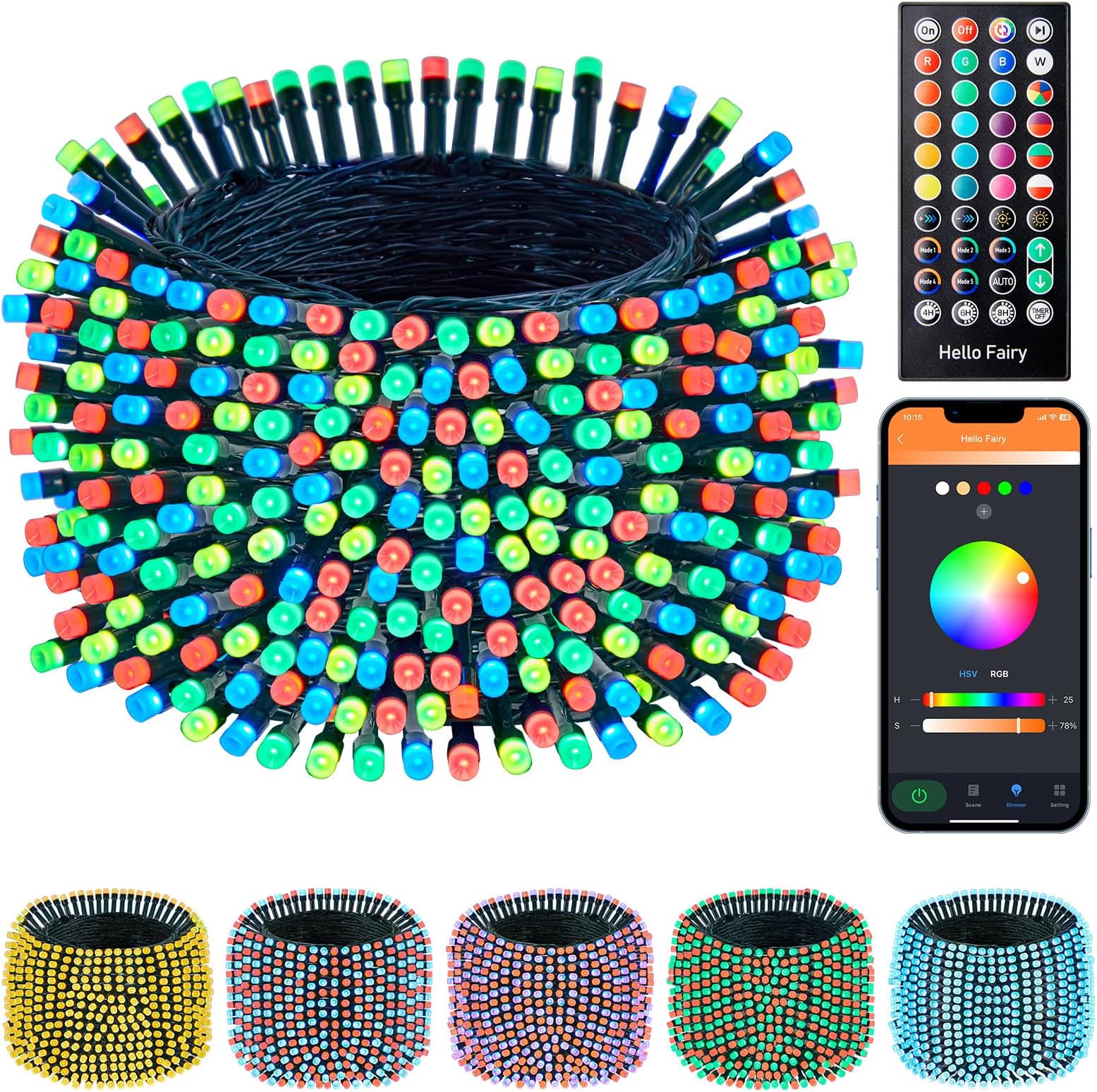 Minetom Color Changing Christmas Lights Outdoor, 99Ft 300 LED Smart RGB ...