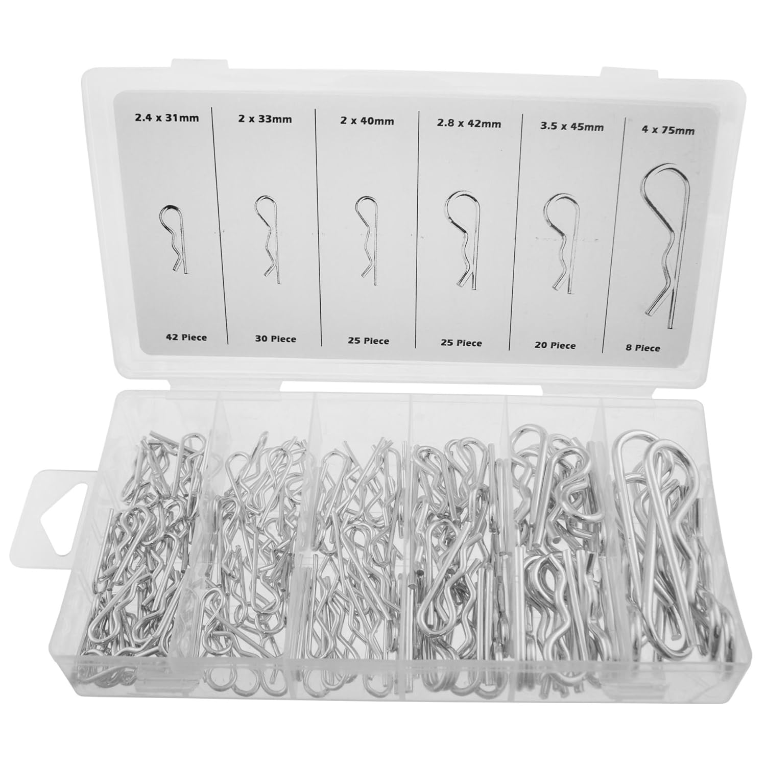R Clips Hair Pin Hitch Lynch Cotter Assortment Kit 150pc AST07 : Amazon ...