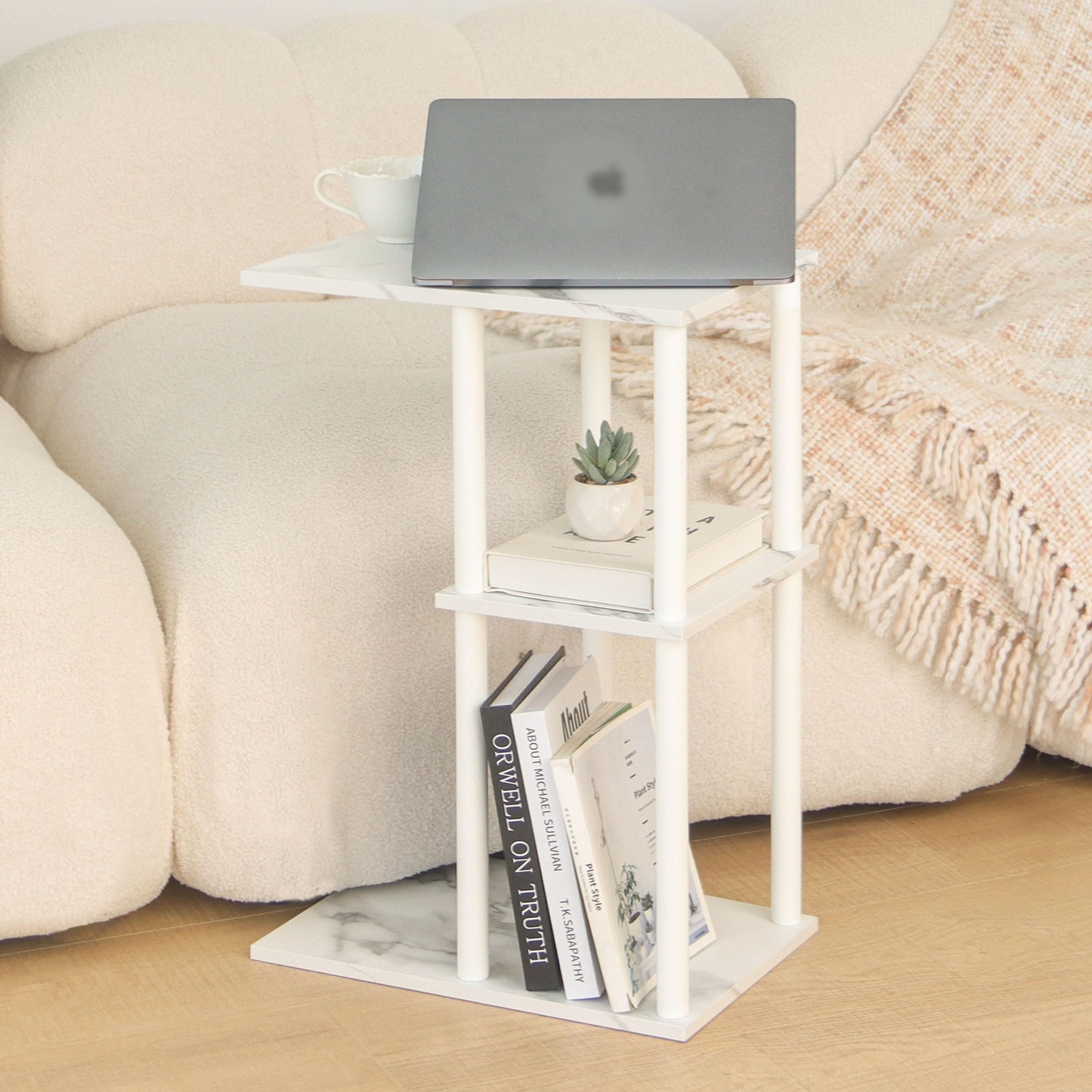 Amazon.com: AWASEN C Shaped End Table, Marble Side Table Living Room ...