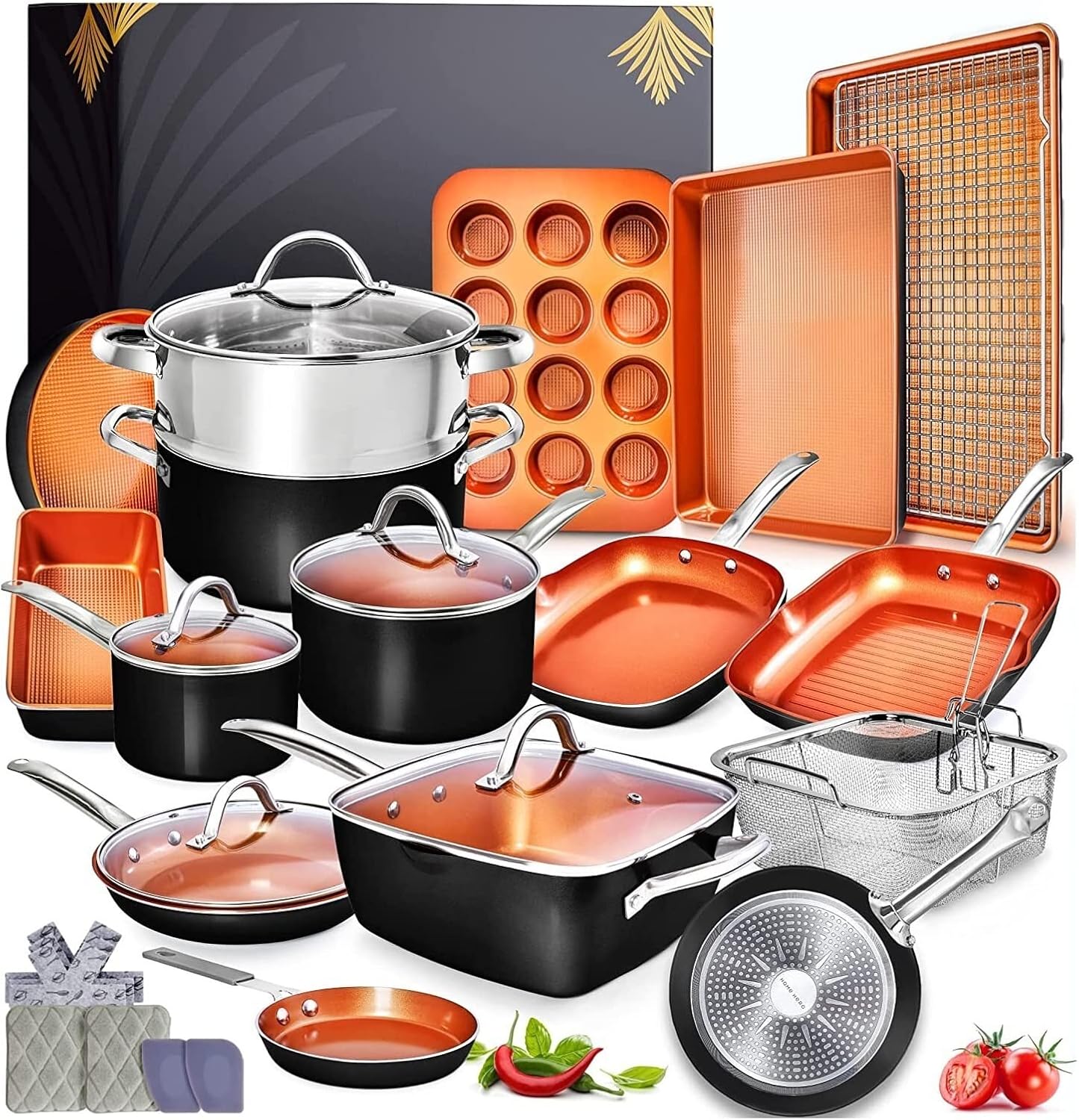 Amazon.com: Kitchen Cooker, Pot and Pan Non Stick Cooker Set 23 pcs ...