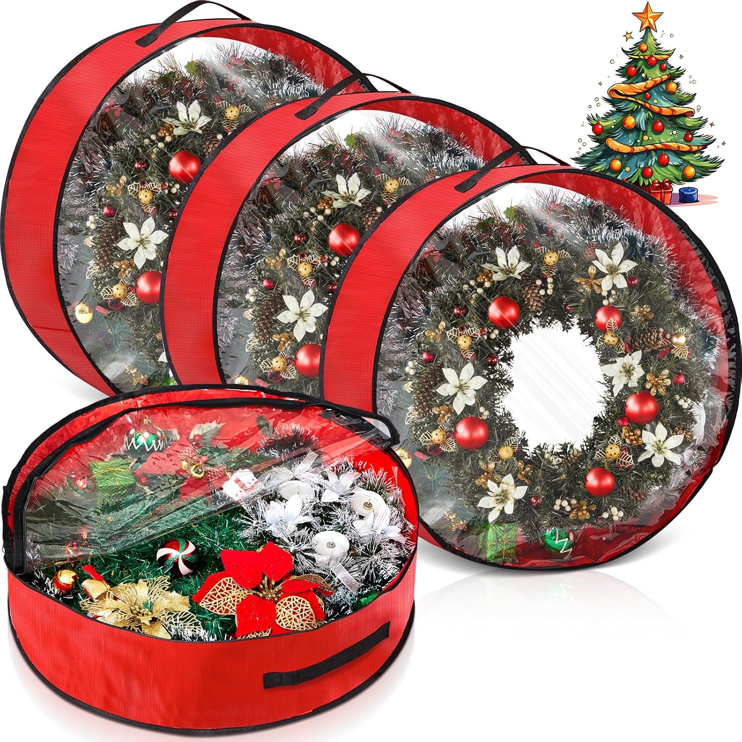 Amazon.com: GliCraft 4 Pcs Christmas Wreath Storage Bag, Christmas ...