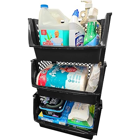 Amazon.com: Skywin Plastic Stackable Storage Bins for Pantry - 4-Pack ...