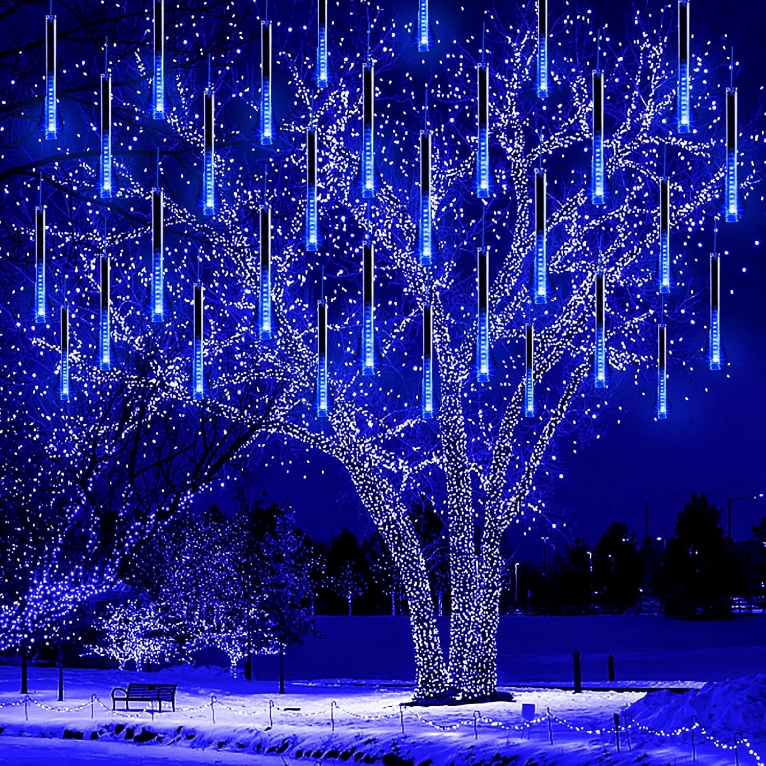 Kwaiffeo Christmas Lights Outdoor Decorations, 10 Tube 240LED Meteor ...