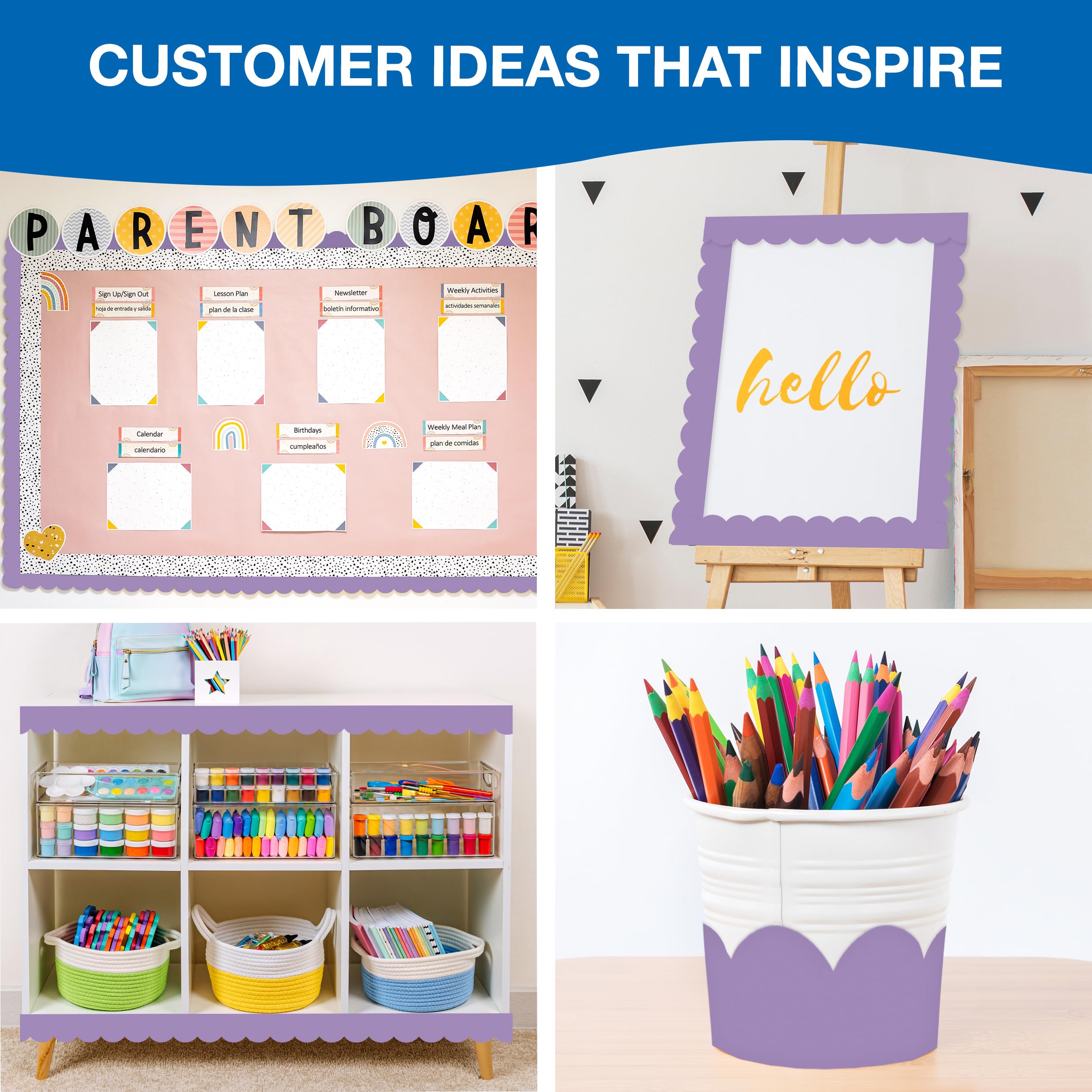 Snapklik.com : 65Ft Lavender Bulletin Board Borders,1 Roll Of Lilac ...