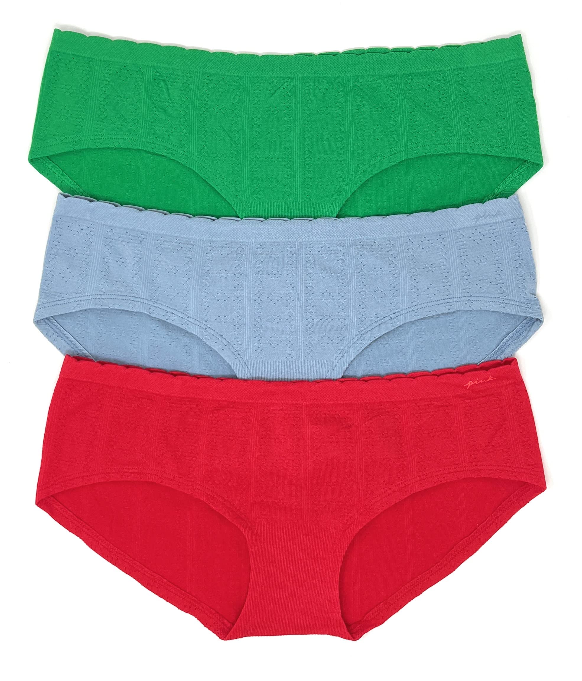Victoria's Secret PINK Hipster Panty Set of 3 Small Green Pointelle ...