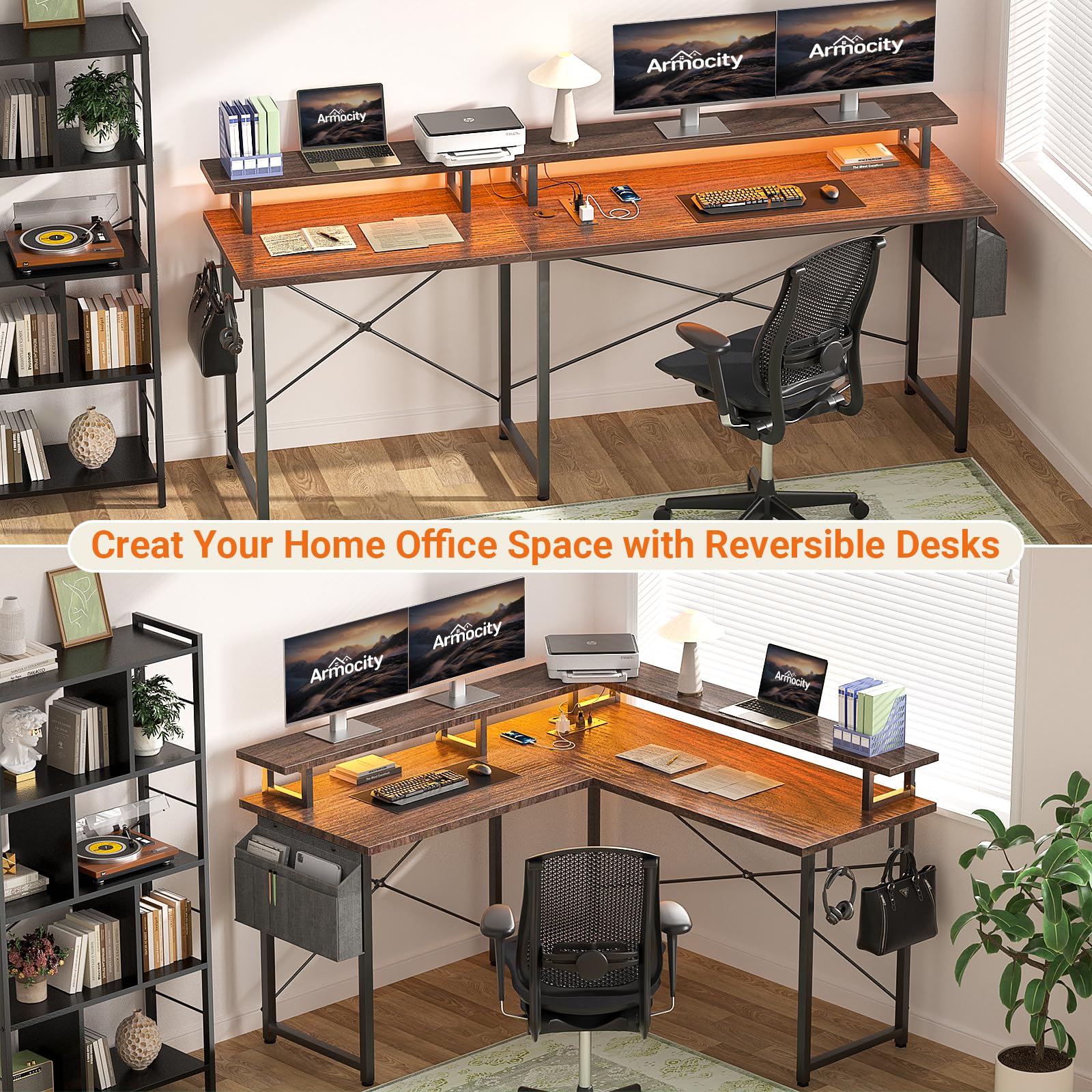 Snapklik.com : Armocity L Shaped Computer Desk