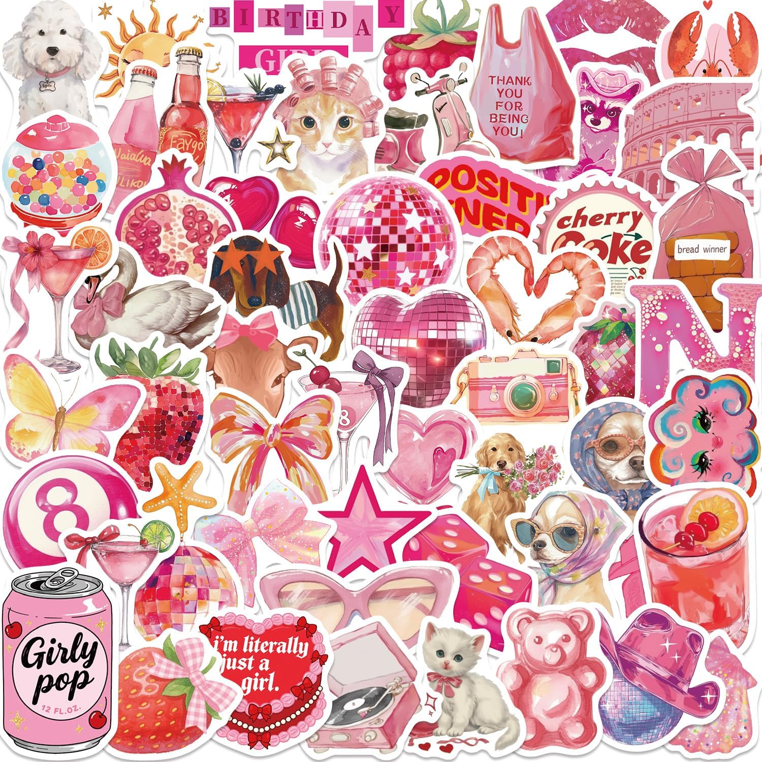 Amazon.com: JENMLO Pink Aesthetic Stickers - 55PCS Coquette Stickers ...