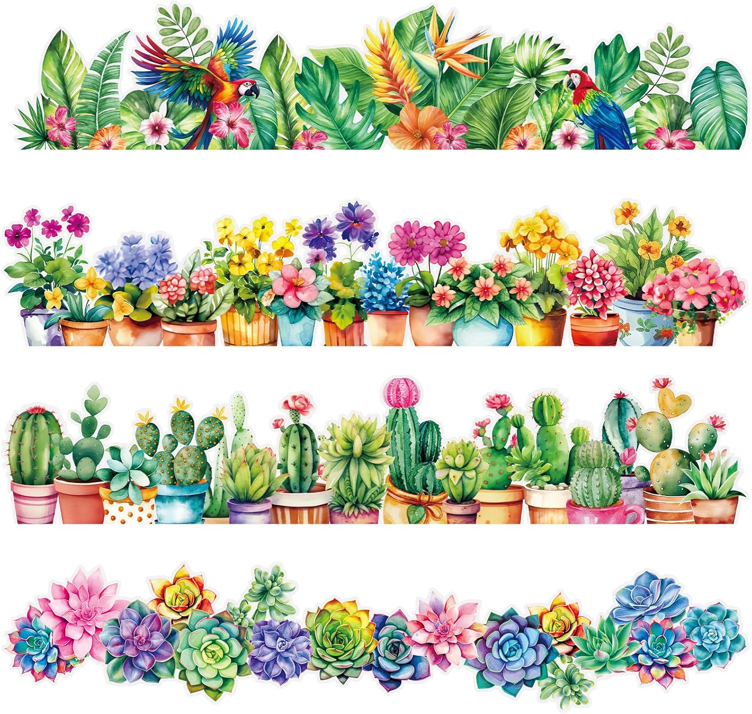 Amazon.com: Dispowreath 80 Pcs 78 ft Succulents Bulletin Board Borders ...