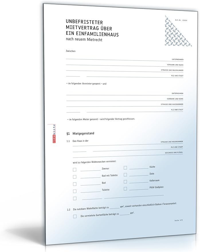 Mietvertrag Fur Ein Einfamilienhaus