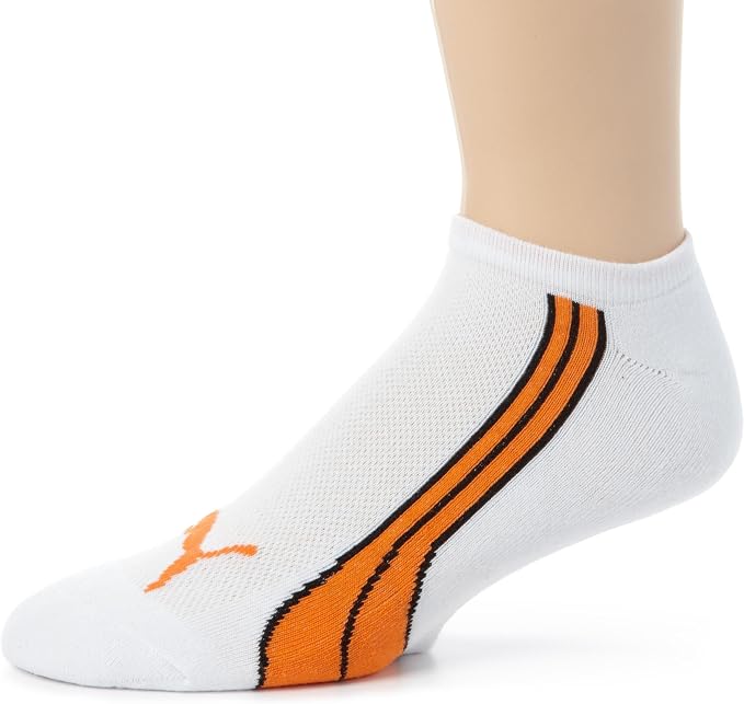 Puma Golf Men's Single No Show Sock (White/Vibrant Orange/Black, 10-13 ...