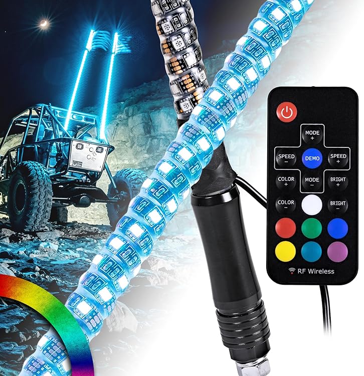True Mods 2pc 3ft Spiral Rgb Led Whip Light Utv | Desertcart South Africa