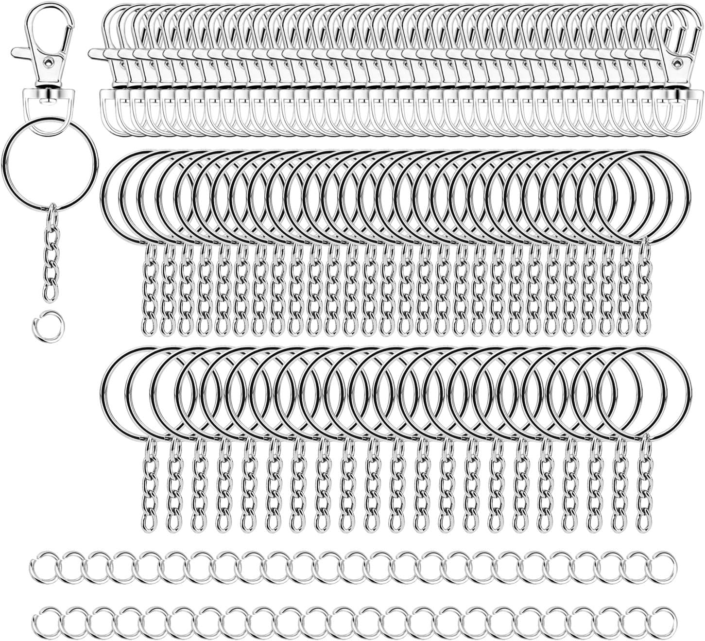 Amazon.com: 100 Pieces Split Keychain Rings, Metal Split Keychain with ...