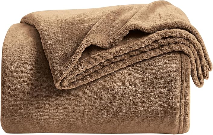 Amazon.com: KMUSET Brown Fleece Throw Blanket for Couch - Warm Cozy ...