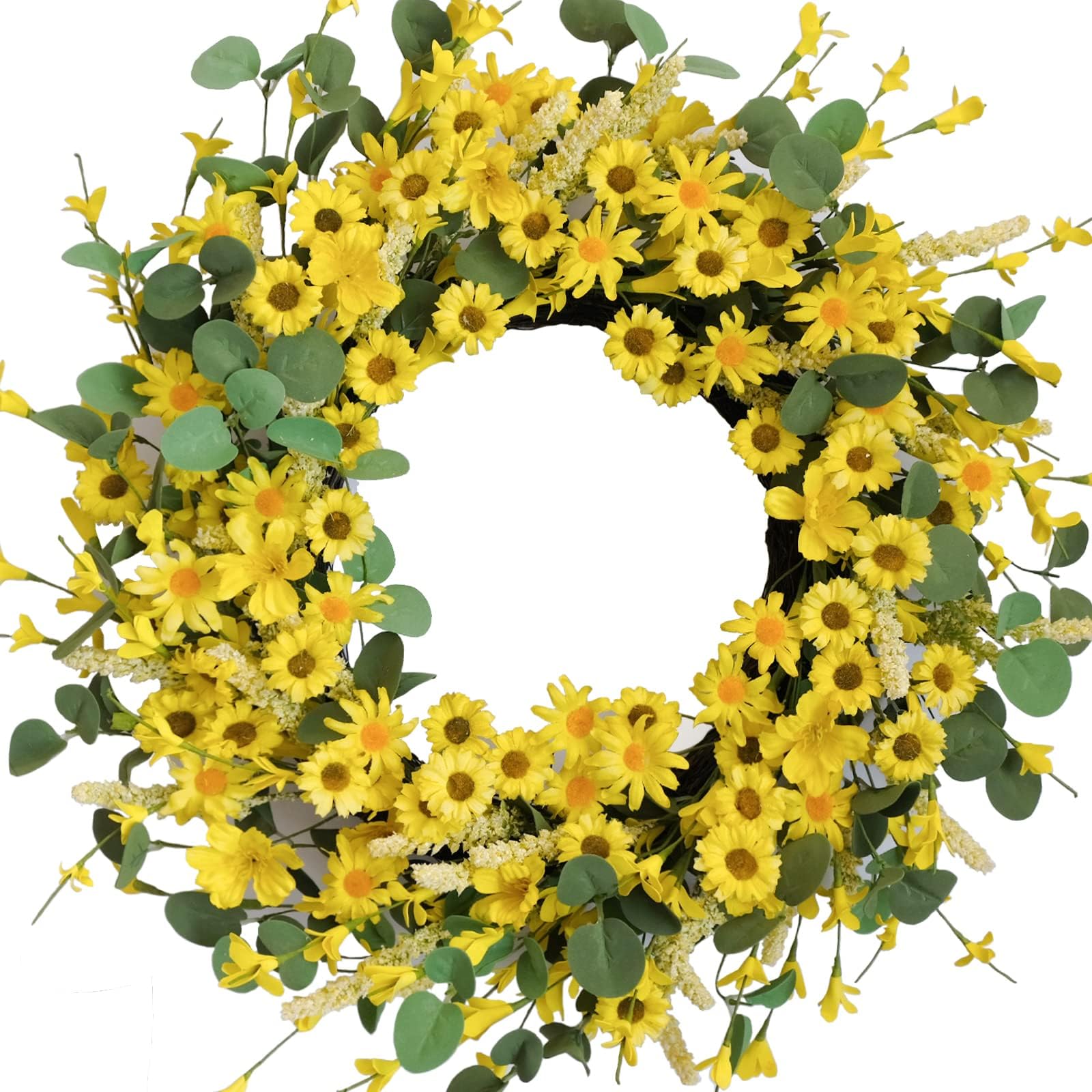 Amazon.com: FERIAL Spring Wreath Front Door Wreath Yellow Ball Spring ...